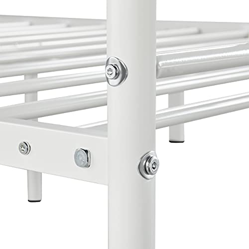 Yaheetech Metal Bed Frame Platform with Headboard and Footboard Mattress Foundation No Box Spring Needed Under Bed Storage Strong Slat Support Twin Size White