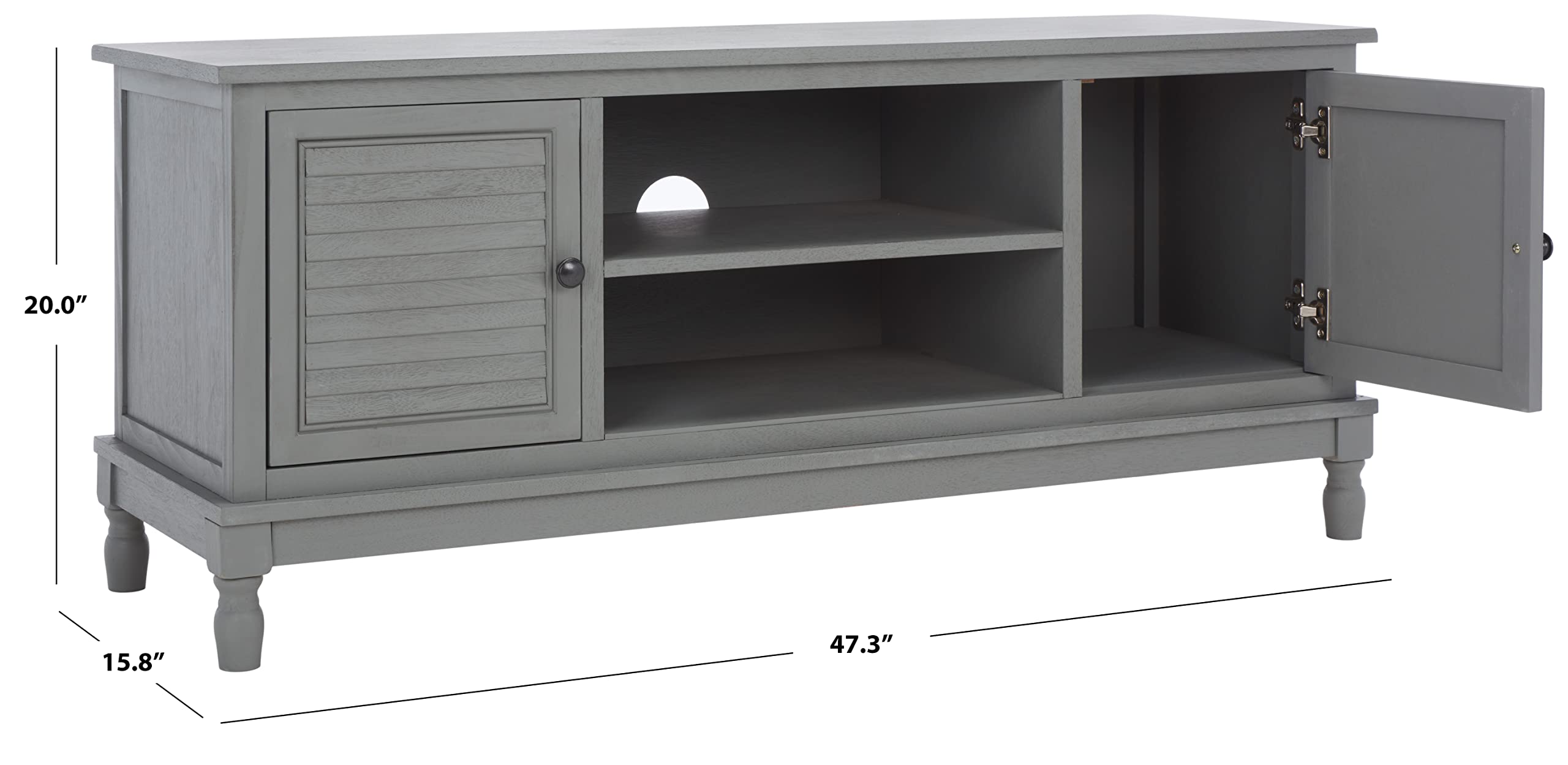 SAFAVIEH Home Collection Tate Distressed Grey 2-Door 1-Shelf Entertainment Stand up to 55" Flatscreen TV Media Unit