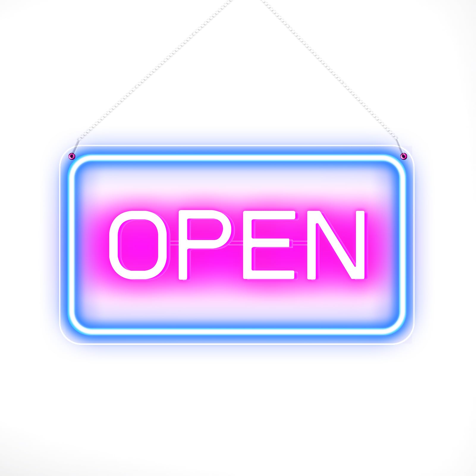 ROLANCHE Open Signs for Business Window, 16"x 9" Neon Open Sign, Bright COB Chip LED Open Sign with ON/OFF Switch, Blue & Pink Open Light Up Sign for Wall, Shop, Hotel, Horizontal