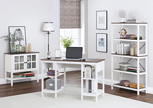 Spirich Home Sideboard Buffet Cabinet, Kitchen Storage Cabinet with 2 Glass Doors and Adjustable Shelf, Wood Cupboard Console Table for Dining Room White