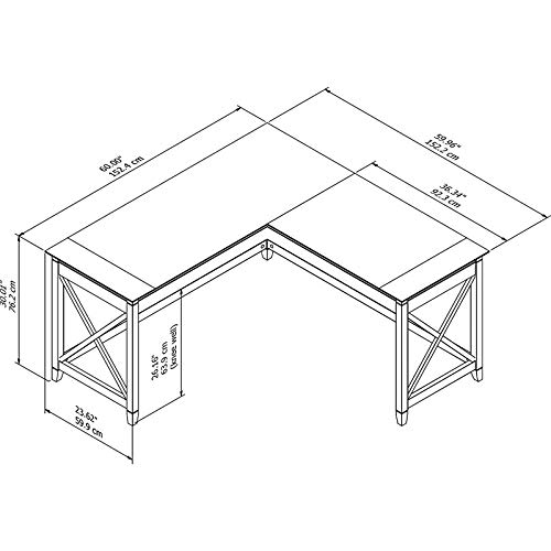 Scranton & Co Furniture Key West 60W L Shaped Desk in Pure White Oak