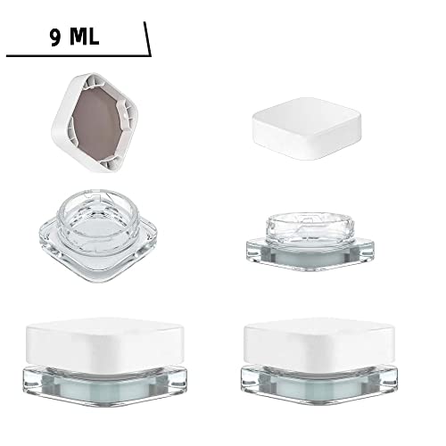 Green Canamaster 90 Pack of 9ml Square Glass Jars with Child Resistant White Lids - Ideal for Storing Concentrates and Other Small Items Safely