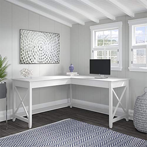Scranton & Co Furniture Key West 60W L Shaped Desk in Pure White Oak