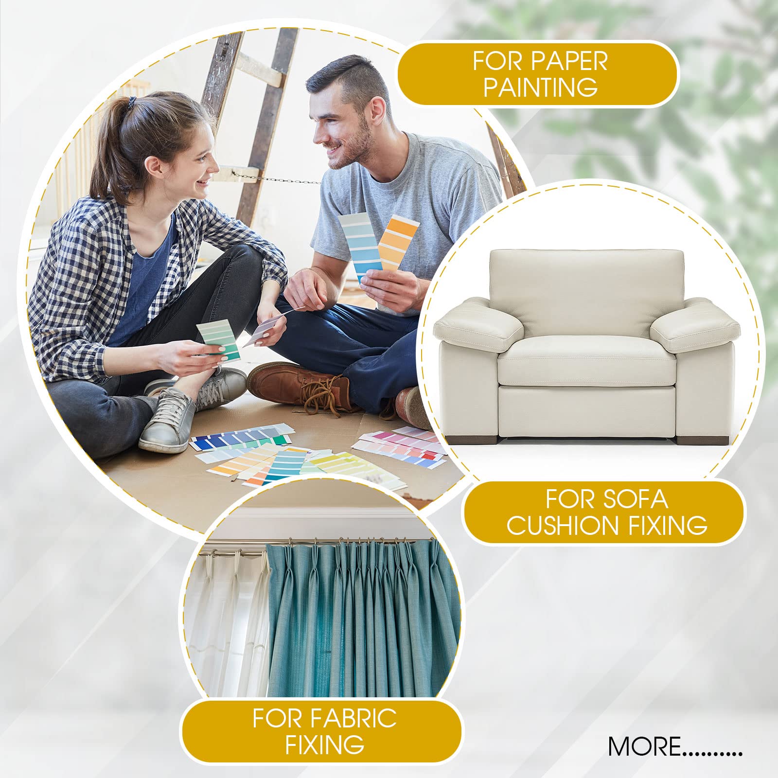 3 Rolls Double Sided Tape Heavy Duty, 0.59/1.18/2 Inch x 66 ft (20m) Clear Fiberglass Mesh Strong Wall Adhesive Tape, Removable Sticky Waterproof Two Sided Mounting Tape for Carpet, Wall, Craft