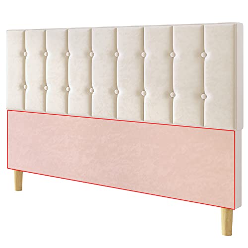 LIKIMIO Queen Bed Frame with Headboard, Velvet Upholstered Platform Beds with Strong Wooden Slats/Mattress Foundation/Easy Assembly, Beige