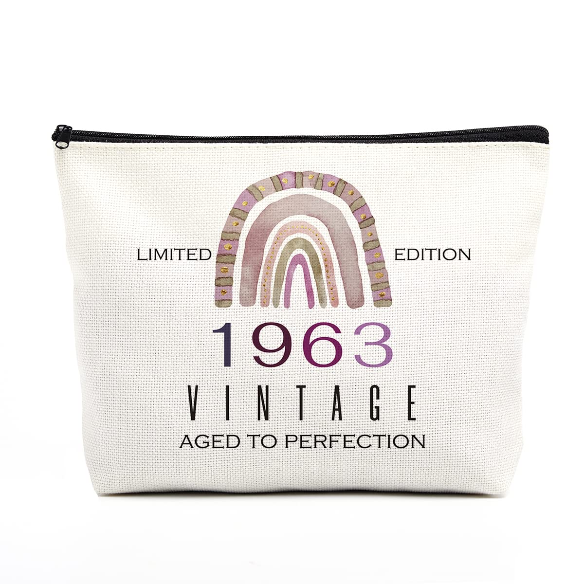 60th Birthday Gifts for Women Makeup Bag 60th Birthday Decorations Women Boho Rainbow 60 Year Old Birthday Gifts for Women Her Mom Grandma Aunt Sister Bestie Teacher Limited Edition 1963 Vintage