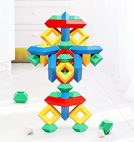 2023 Pyramids Stacking Blocks, Montessori Toys, Creative Building Pyramids Stacking Blocks Educational Toys, Building Blocks Stacking Educational Toys STEM Sensory Toys Gifts for Kids Age 1-5 (60PCS)