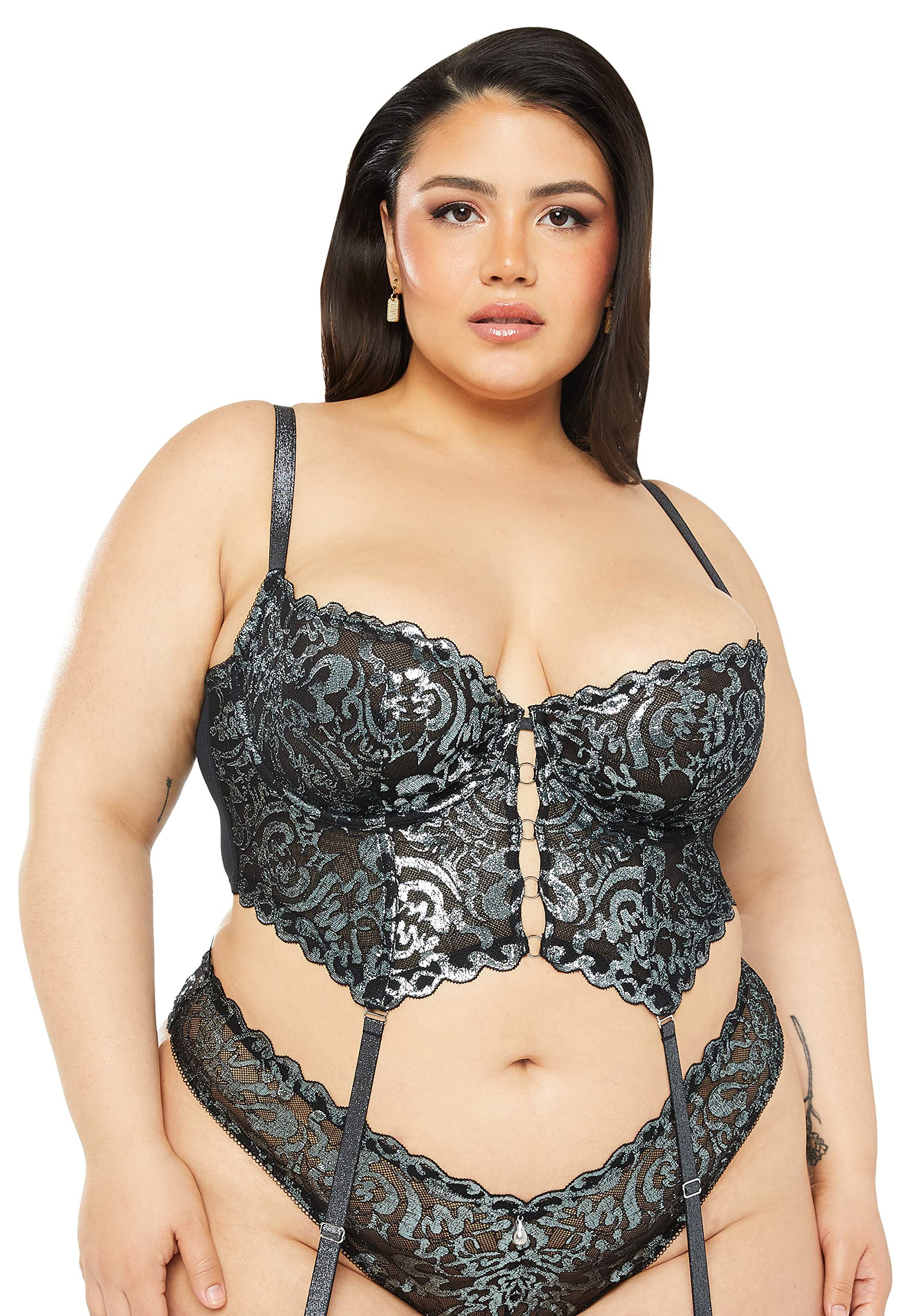 Savage X, Womens, Sharp Dresser Lace Bustier, Black Caviar, L