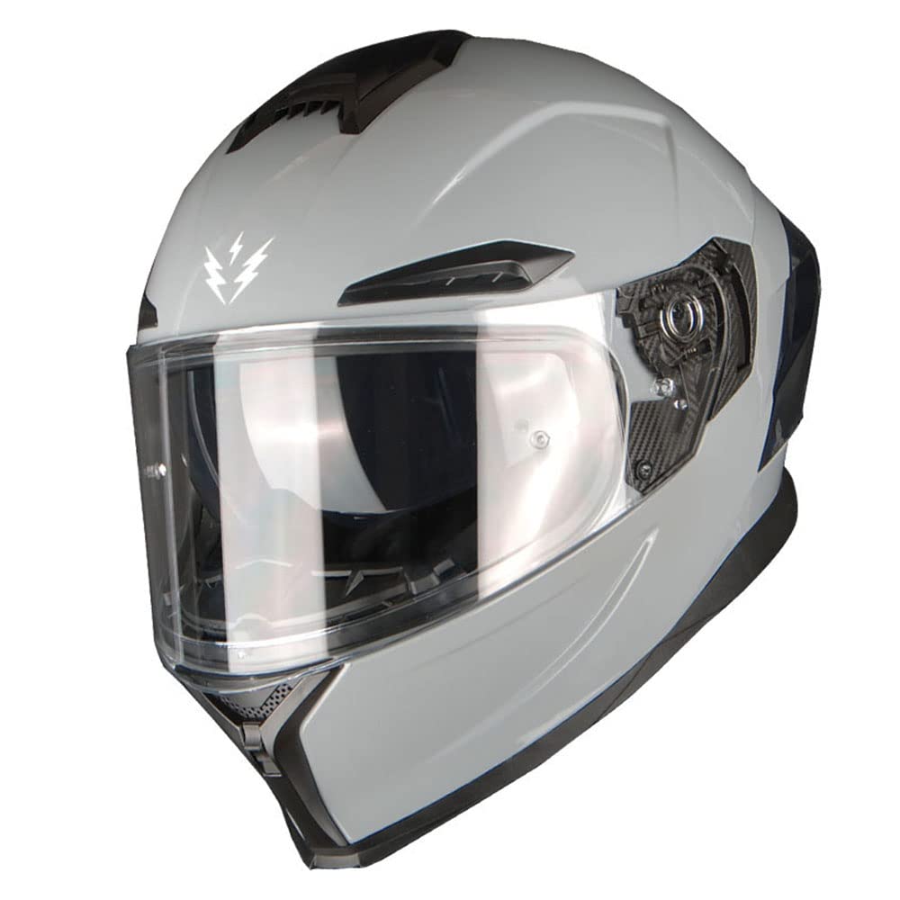 1Storm Motorcycle Full Face Helmet DOT Adults Street Bike Dual Visor Sun Inner Shield Anti Fog Pinlock Shield : Cement Grey