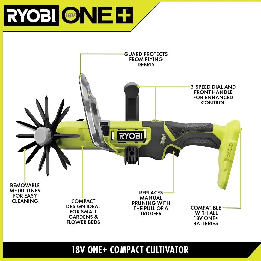 ONE+ 18V Cordless Compact Battery Cultivator with 2.0 Ah Battery and Charger