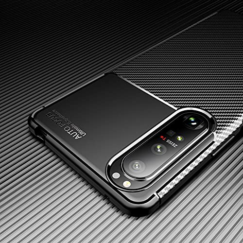 Soft TPU Bumper Flexible Case for Sony Xperia 1 III, Slim Fit Shock Absorption Carbon Fiber Texture Bumper Case Cover for Sony Xperia 1 III