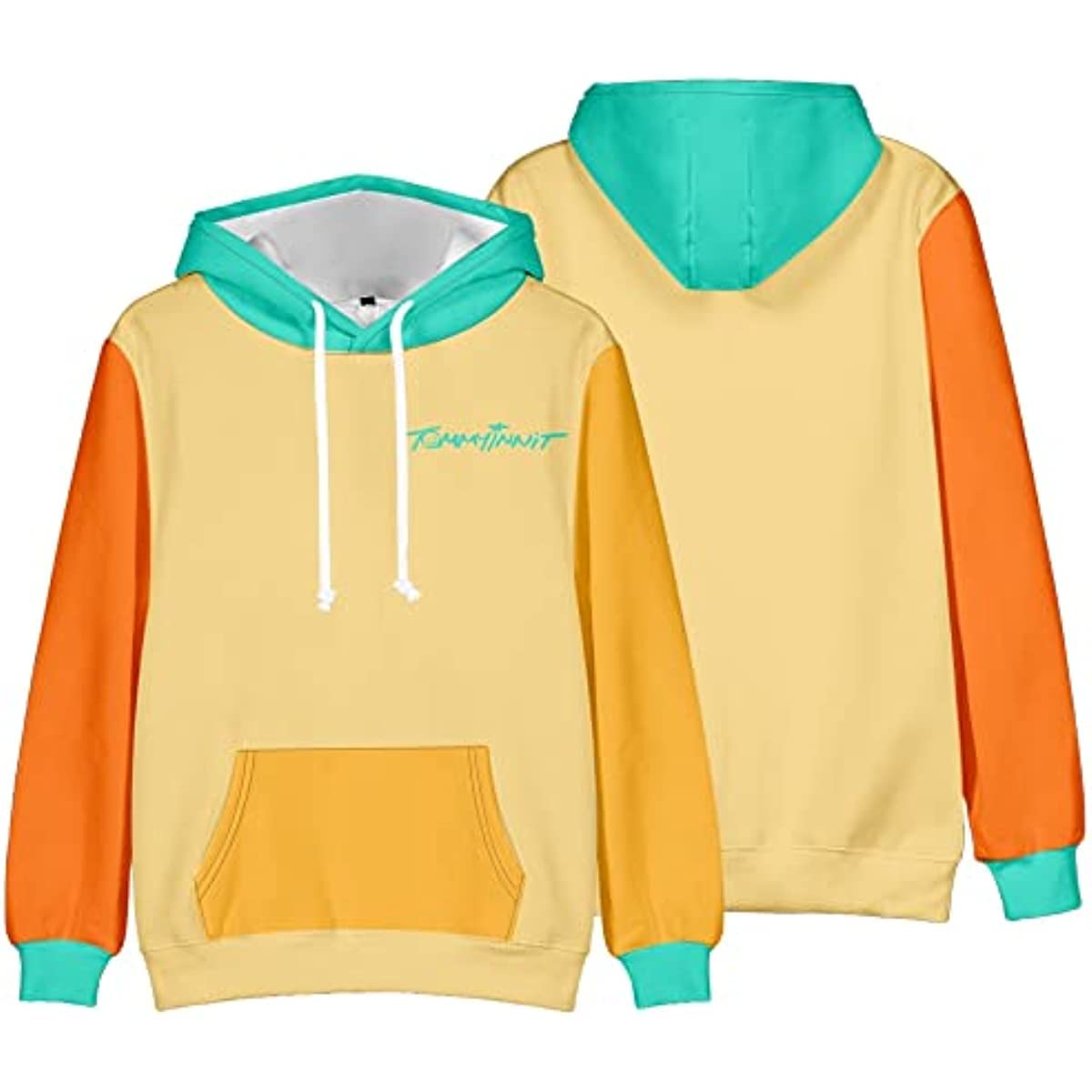 TommyInnit Sunset Colorblock Hoodie Dream Team SMP MCYT Sweatshirt Men/Women Cosplay Hooded (M) Yellow