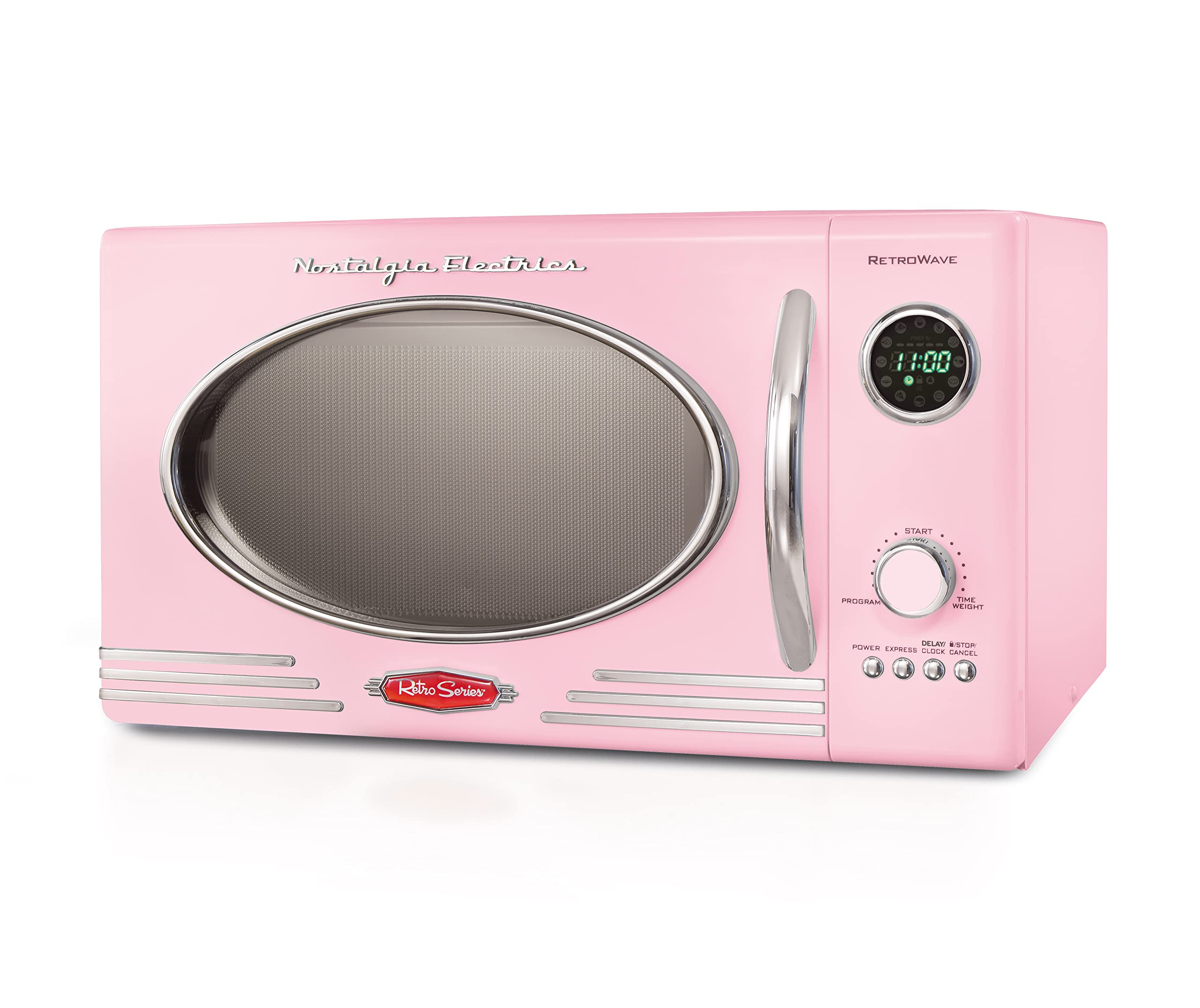Nostalgia Retro Countertop Microwave Oven + GreenLife Soft Grip Healthy Ceramic Nonstick 16 Piece Kitchen Cookware Pots and Frying Sauce Saute Pans Set