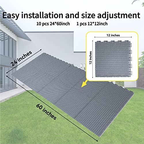 Fast-Drying Floor Decking for Kennel, Garden, Garage, Outdoor Patio, Balcony, Pool and Bathroom, Easy to Cut, 12''x12'' Heavy-Duty Interlocking Decking Tiles, Maximum Bearing Capacity up to 6613 LBs