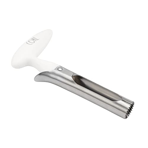 Rae Dunn Stainless Steel Corer - Easily Removes Cores and Pits from Apples, Pears, Peppers, Pineapples, and More, White