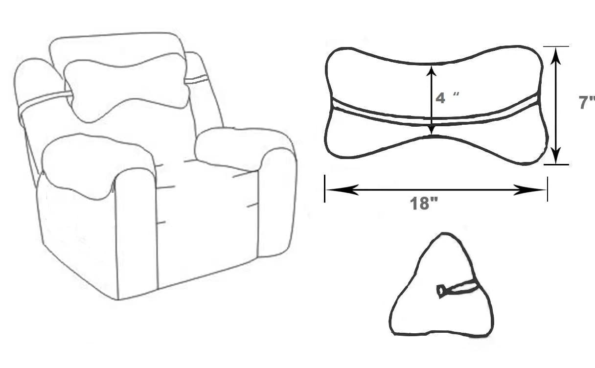 VCOMSOFT Grey Recliner Headrest Pillow, Head Pillow for Recliner Chair, Head Pillow for Sofa, Recliner Neck Pillows, Recliner Neck Pillow, Bone Neck Pillow, Couch Neck Pillow