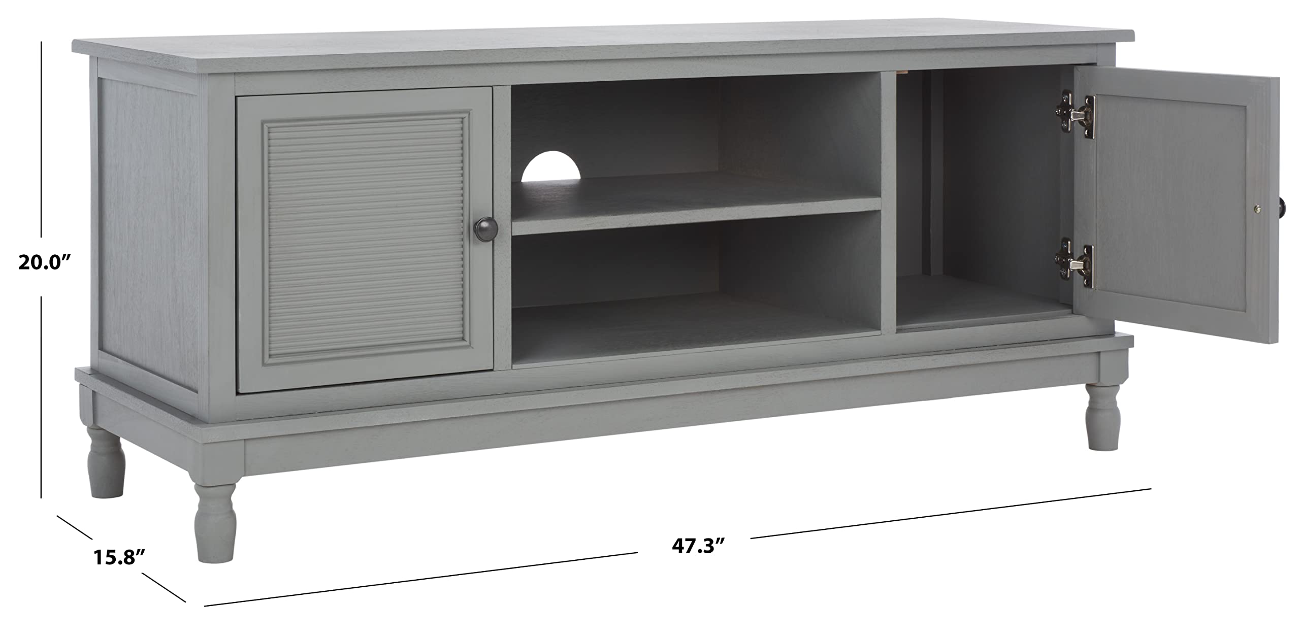 SAFAVIEH Home Collection Ryder Distressed Grey 2-Door 1-Shelf Entertainment Media Stand up to 55" Flatscreen TV