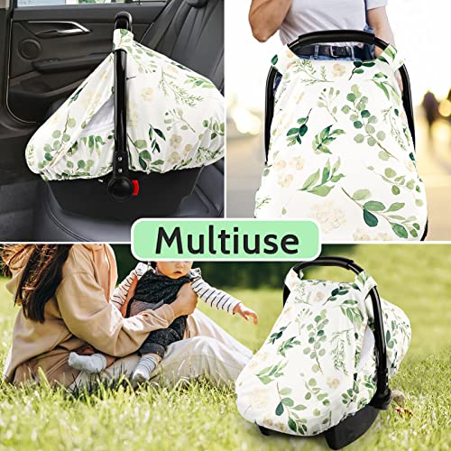 Crib Sheet Jersey Cotton, Fitted Cotton Baby & Toddler Universal Crib Sheets, Summer Car Seat Cover for Babies Girl,Leaf Infant Carseat Canopy Sun Cover
