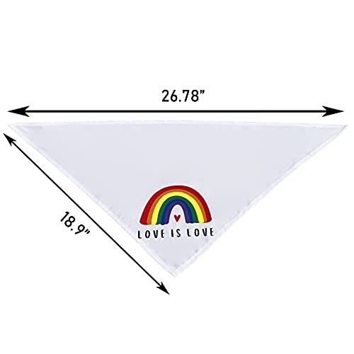 Tinsow Multi-Purpose Bandanas Bibs, White with Rainbow Pattern Dog Kerchief LGBT+ Pride Day Dog Collar Cat Pets Collar