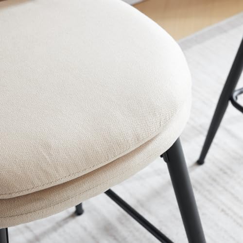 DRAGON GATE 26'' Counter Height Bar Stools Set of 2, Modern Upholstered Counter Stools with Seat Cushion & Metal Legs for Dining Room Kitchen Counter Island, Home Bar (Beige)