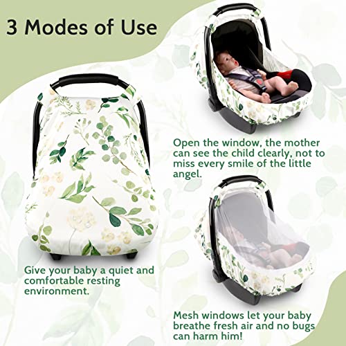 Crib Sheet Jersey Cotton, Fitted Cotton Baby & Toddler Universal Crib Sheets, Summer Car Seat Cover for Babies Girl,Leaf Infant Carseat Canopy Sun Cover