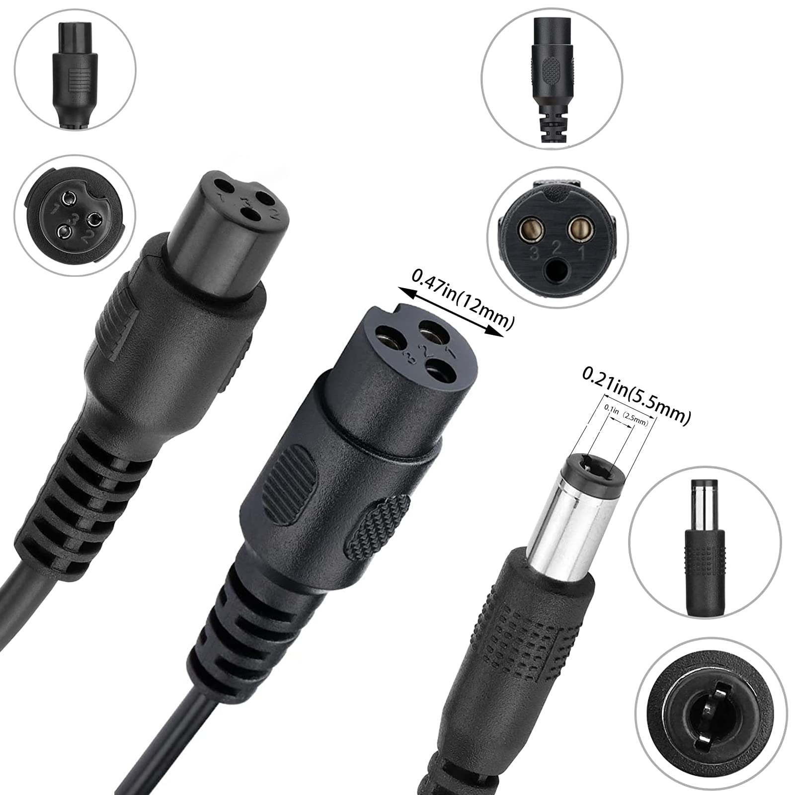 SANJOON 29.4V 1.5A Charger (3 Plugs) Suitable for 24V/29V Lithium Batteries. Quick and Intelligent Replacement of All Brands of 24 Volt Electric Scooters, Scooters, Earth Bikes, and Razors