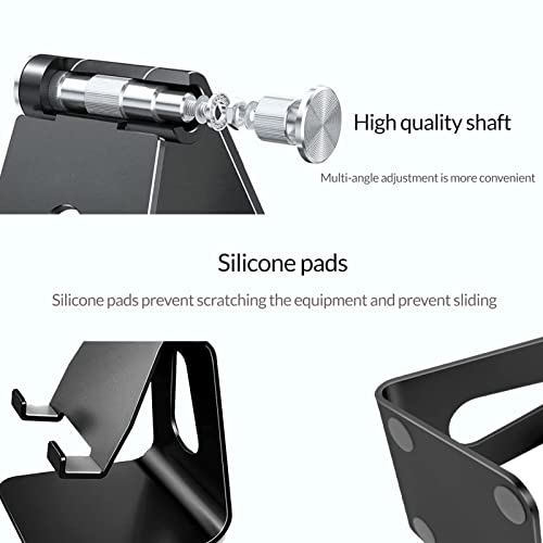 YODAJUN Adjustable Cell Phone Stand, Aluminum Desktop Phone Dock Holder Compatible with All Mobile Phone, iPhone, iPad, Tablet 4-10ββ Desk Accessories