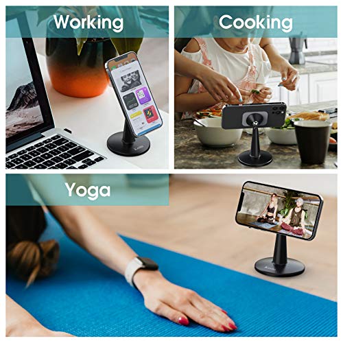 Magnetic Phone Stand for Desk, Kesito Metal Cell Phone Stands and Holders for Facetime, Desktop, Compatible with iPhone 5 6 7 8 X XR XS 11Pro max Plus, Samsung (Black)