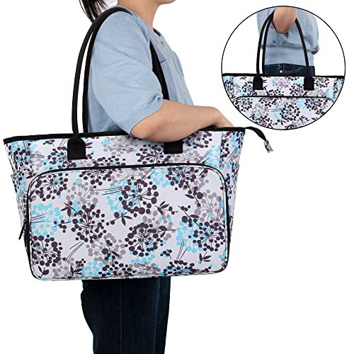 CURMIO Yarn Storage Bag, Knitting Bag for WIP Project, Crochet Hooks, Knitting Needles(up to 14"/35.5cm) and Yarn Skeins, Dandelion(Bag Only)