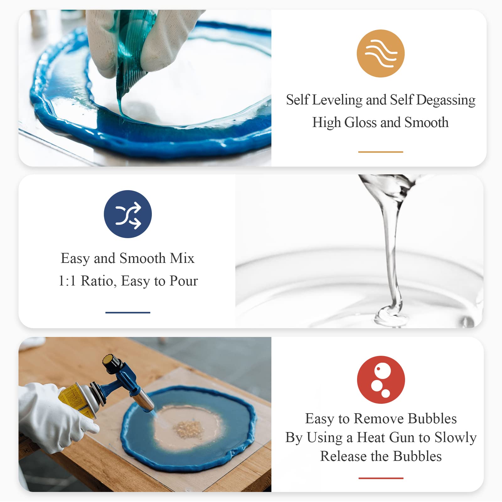 Epoxy Resin, 8.8OZ Resin Kit, Epoxy Resin Crystal Clear, Not Yellowing and No Bubble Self Leveling Easy Mix 1:1 Casting & Coating for DIY Jewelry Making of The Art Resin & Epoxy Resin (8.8oz)