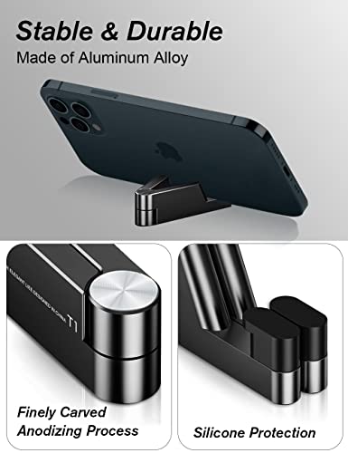 MONEER Cell Phone Stand, Phone Stand for Desk, Foldable & Portable iPhone Stand, Phone Holder Stand Compatible with All Mobile Phone, iPhone, iPad Mini, Tablet 4-10.5" (Black)