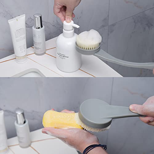 Back Brush Long Handle for Shower, 20.5” Bath Brush, Back Scrubber, Shower Body Brush with Curved Handle for Elderly Disabled, Limited Mobility, Frozen Shoulder,Men and Women
