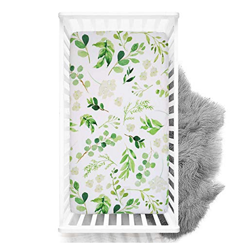 Crib Sheet Jersey Cotton, Fitted Cotton Baby & Toddler Universal Crib Sheets, Summer Car Seat Cover for Babies Girl,Leaf Infant Carseat Canopy Sun Cover