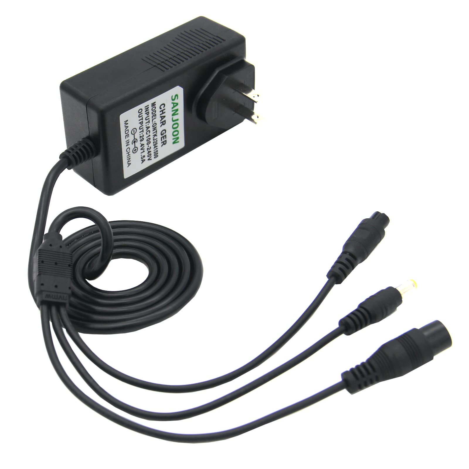 SANJOON 29.4V 1.5A Charger (3 Plugs) Suitable for 24V/29V Lithium Batteries. Quick and Intelligent Replacement of All Brands of 24 Volt Electric Scooters, Scooters, Earth Bikes, and Razors
