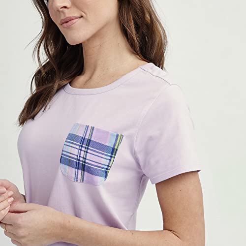 Vera Bradley Women's Cotton Short Sleeve Crewneck Pajama T-shirt (Extended Size Range), Amethyst Plaid, XX-Large