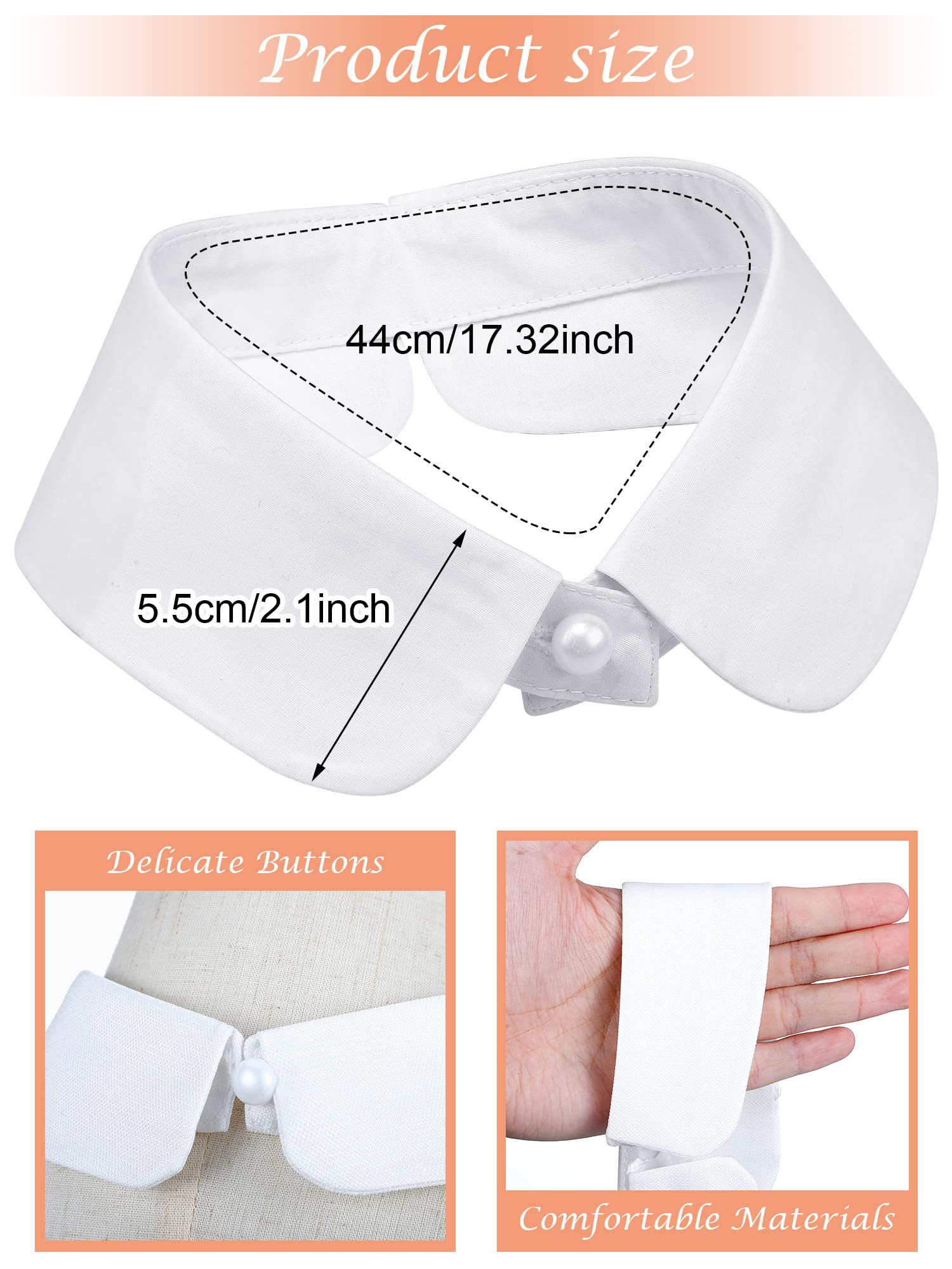 Giegxin 2 Pcs Dickey Rhinestones Fake Collar for Women Embellished Detachable Half Shirt Choker False Collar(Black, White,Simple Style)