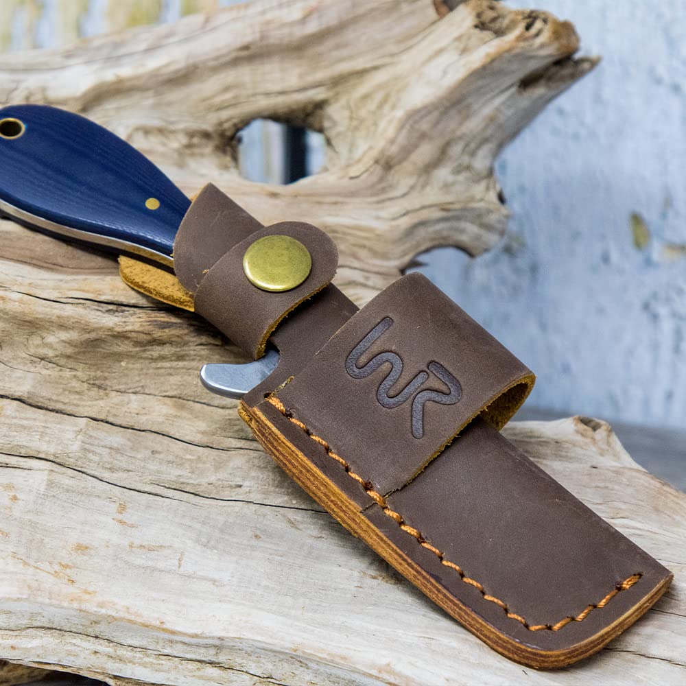 WHISKEY BENT HAT CO. Bullcutter Fixed Blade Knife 440C Stainless Steel 6" Blade w/Leather Sheath (Nightfall)