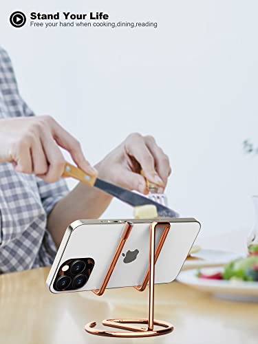 XUNICUTE Cell Phone Stand, Phone Stand for Desk, Office Portable Cute Cell Phone Holder, Compatible with All Mobile Phone, iPhone, iPad, Switch, Tablet 4-6.5'' Desk Accessories (Rose Gold)