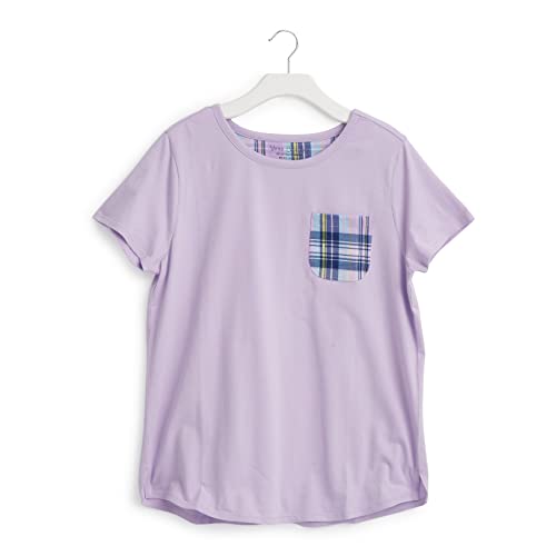 Vera Bradley Women's Cotton Short Sleeve Crewneck Pajama T-shirt (Extended Size Range), Amethyst Plaid, XX-Large