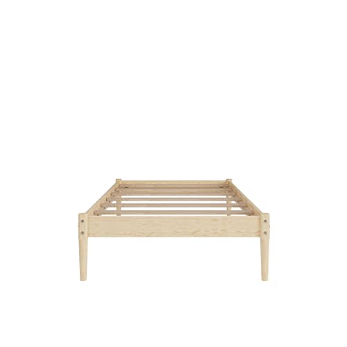 DHP Lorriana 14" Solid Pine Wood Platform Bed Frame, Twin Size, Natural