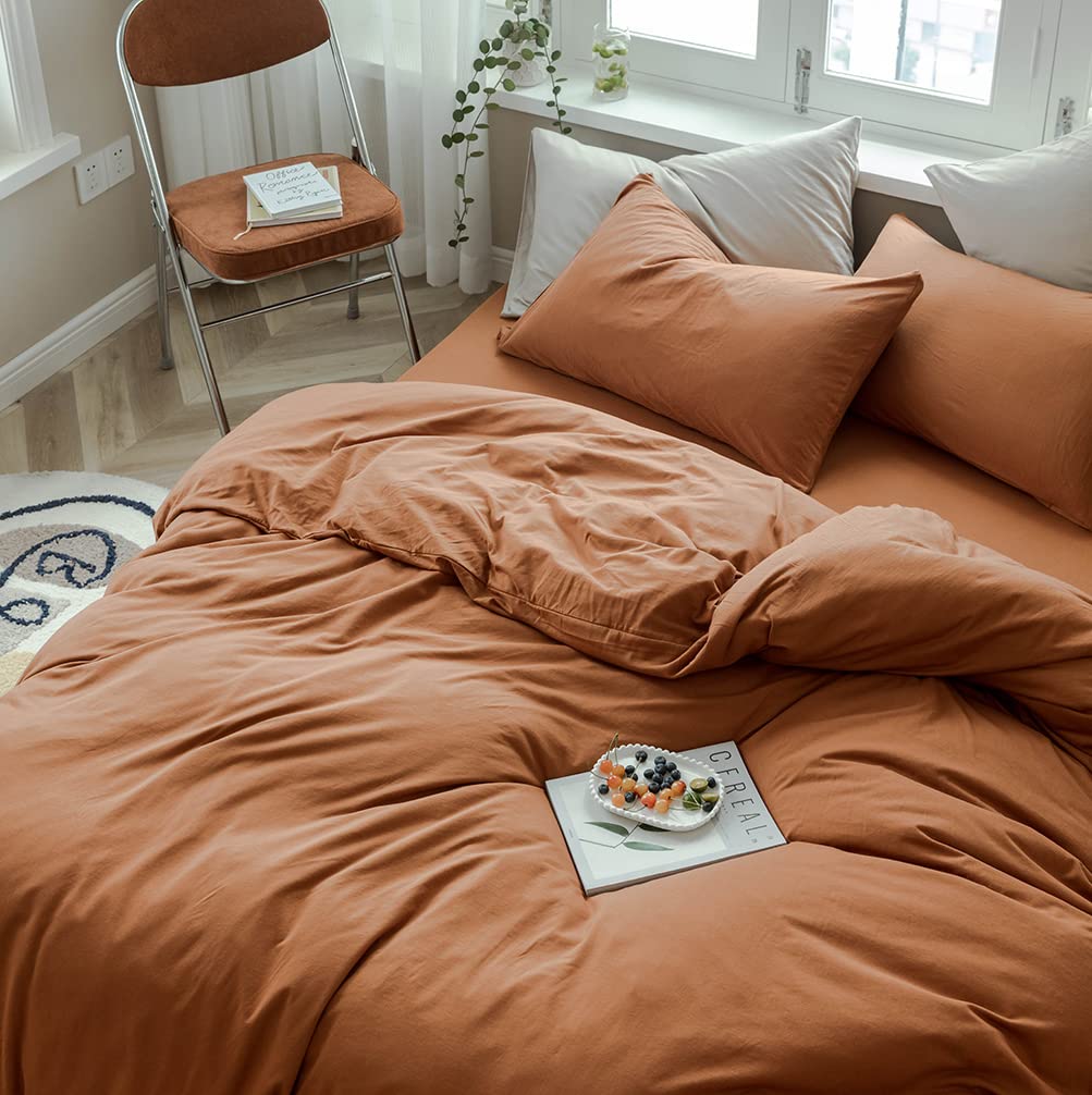 DONEUS Jersey Knit Pillowcases Burnt Orange Pillowcases King Size Pillow Case Set of 2, Ultra Soft and Breathable Envelope Closure Pillowcase, 20x36 inches