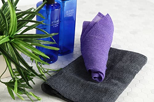 Extra Rough, Exfoliating Washcloth [Made in Japan] Exfoliating Towel Special Texture Makes Fluffy Foam Lather, Back Scrubber, Dead Skin Cell Remover [Loofah for Women and Men] (2pcs Set)