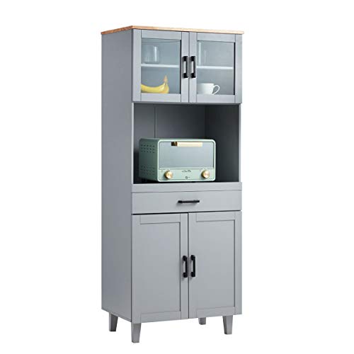 MELLCOM Kitchen Cabinetļ¼Pantry Cabinets with 2 Cabinets, 1 Cutlery Drawer, 1 Open Shelf, Kitchen Storage Cabinets for Home&Office