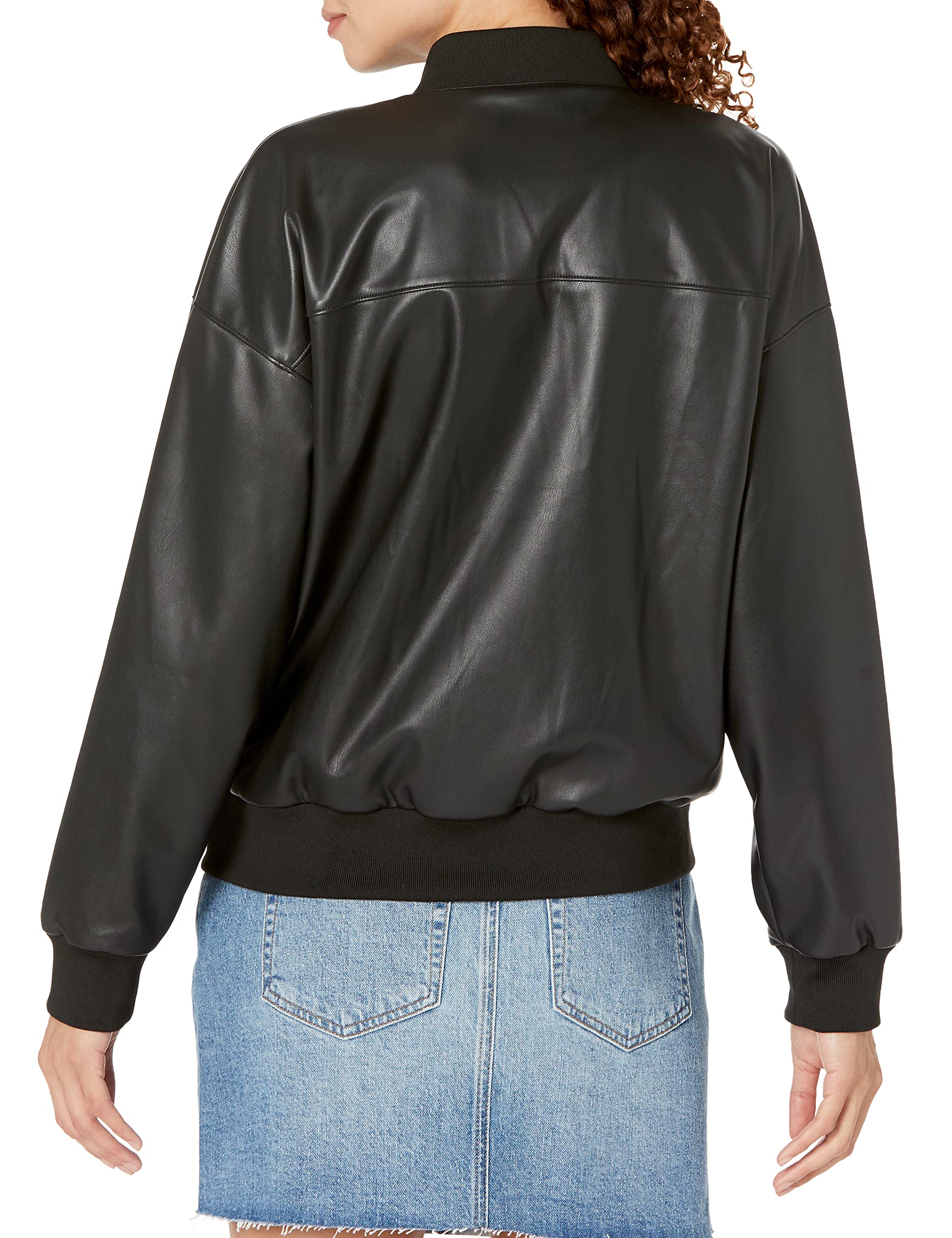 The Drop Women's Iman Vegan Leather Bomber, Black, M