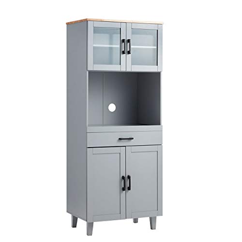 MELLCOM Kitchen Cabinet,Pantry Cabinets with 2 Cabinets, 1 Cutlery Drawer, 1 Open Shelf, Kitchen Storage Cabinets for Home&Office