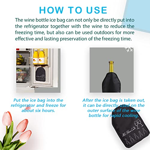 Wine Cooler Sleeve with Protector Instant Cooling and Keeps Your Drink Cold Keep Cool and Chill Champagne Wine (Black)