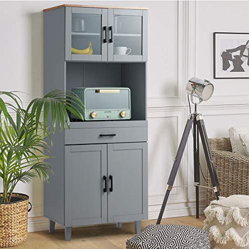 MELLCOM Kitchen Cabinet,Pantry Cabinets with 2 Cabinets, 1 Cutlery Drawer, 1 Open Shelf, Kitchen Storage Cabinets for Home&Office