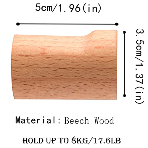 AULEST Wood Wall Hooks 5 PCS, Wooden Pegs Hooks Natural Handmade Home Decor Coat Hanger Wall Mounted for Hanging Robe Bag Purse Towel (Beech Wood)