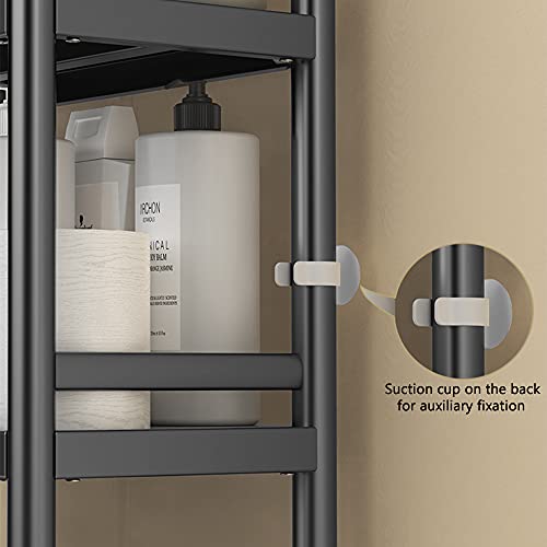 WPT Over-The-Toilet Storage, 3-Tier Bathroom Organizer with Shelves, Space Saver Toilet Rack, Stainless Steel, Easy to Assembly, Black