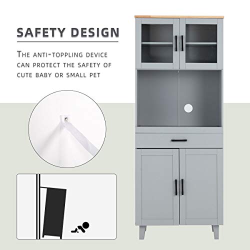 MELLCOM Kitchen Cabinet,Pantry Cabinets with 2 Cabinets, 1 Cutlery Drawer, 1 Open Shelf, Kitchen Storage Cabinets for Home&Office
